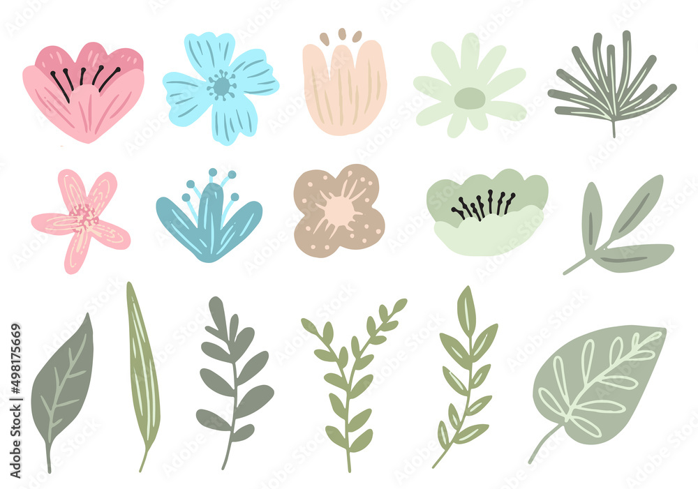 cute spring and summer flower clip art collection Stock Vector | Adobe ...