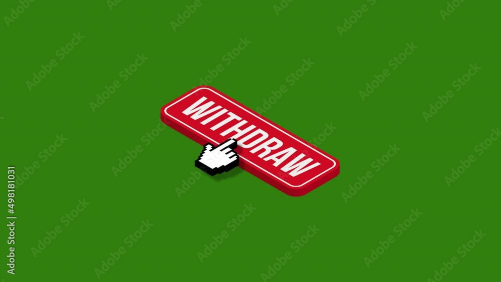 Click withdraw isometric button animation.green background.4K motion ...