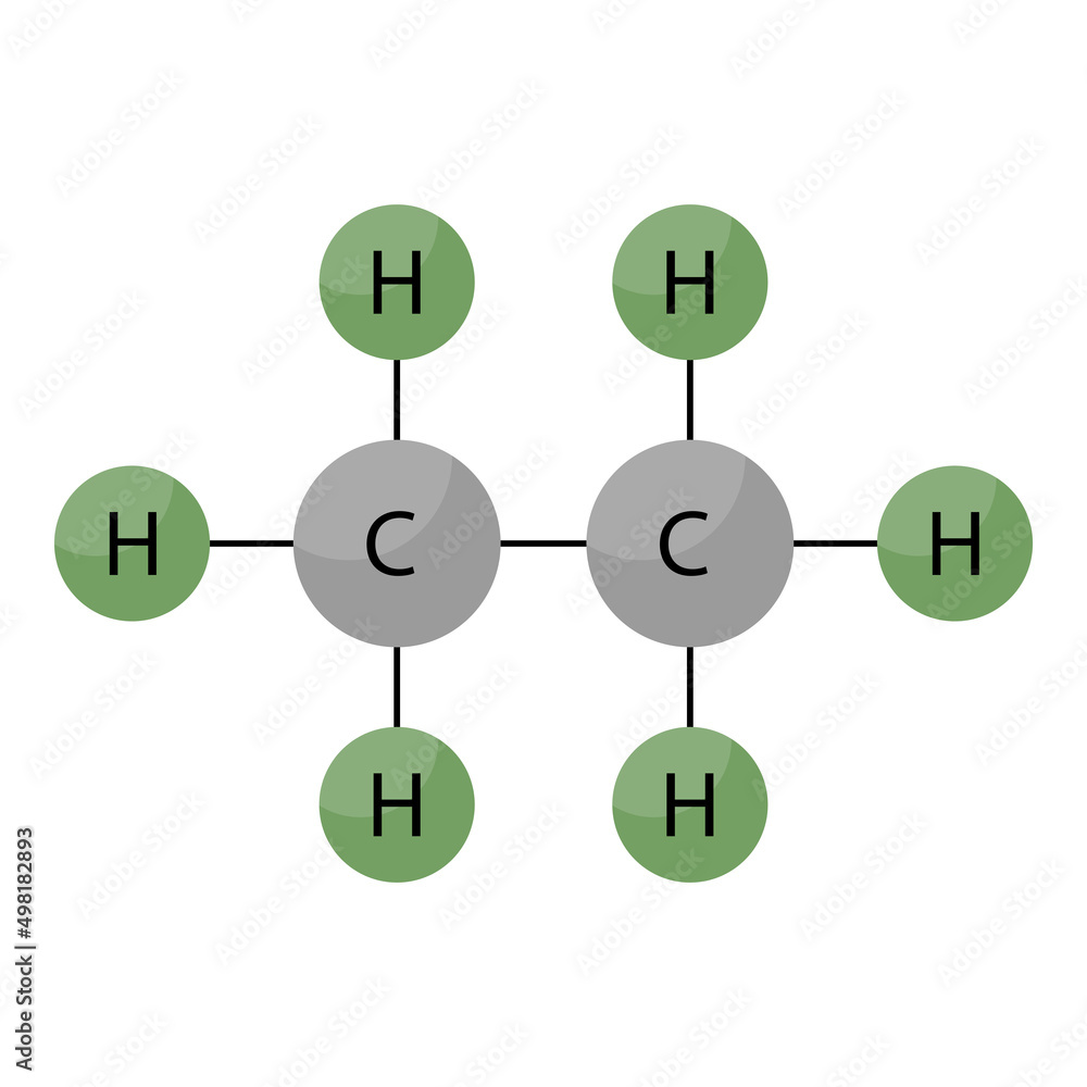 Ethane, organic chemical compound, molecule. Stick model, structural ...