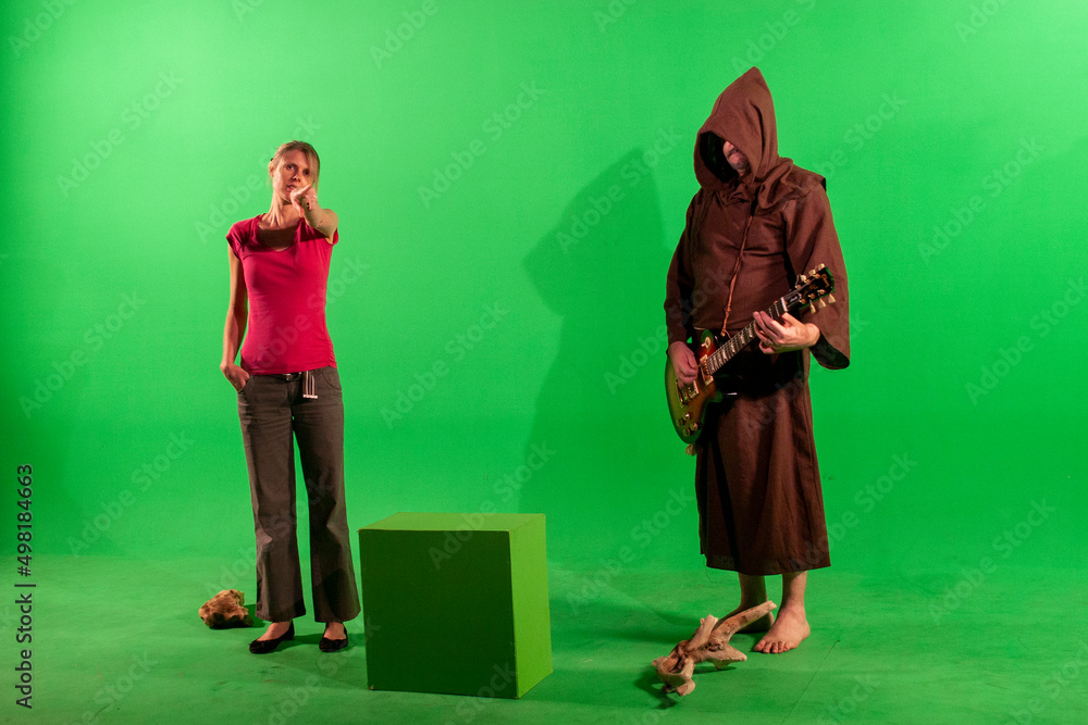 Female Film Director Giving Orders on Green Screen Studio Set Stock ...
