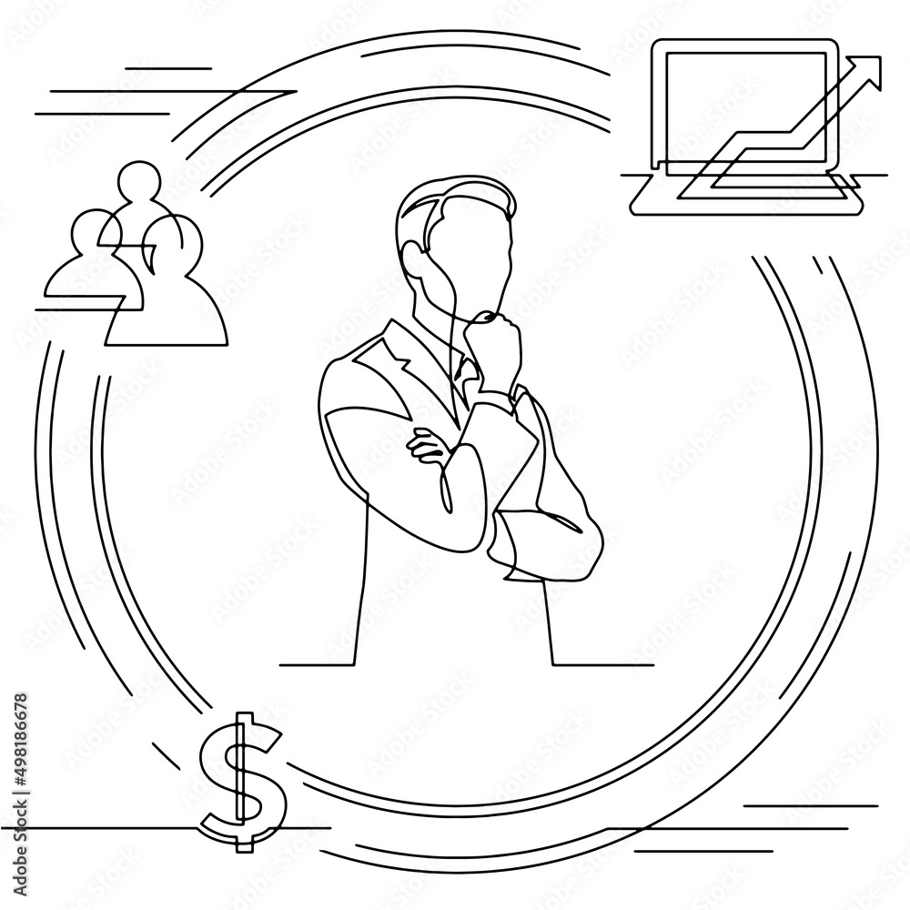 Concept visualization line icon drawing of business infographics Stock ...