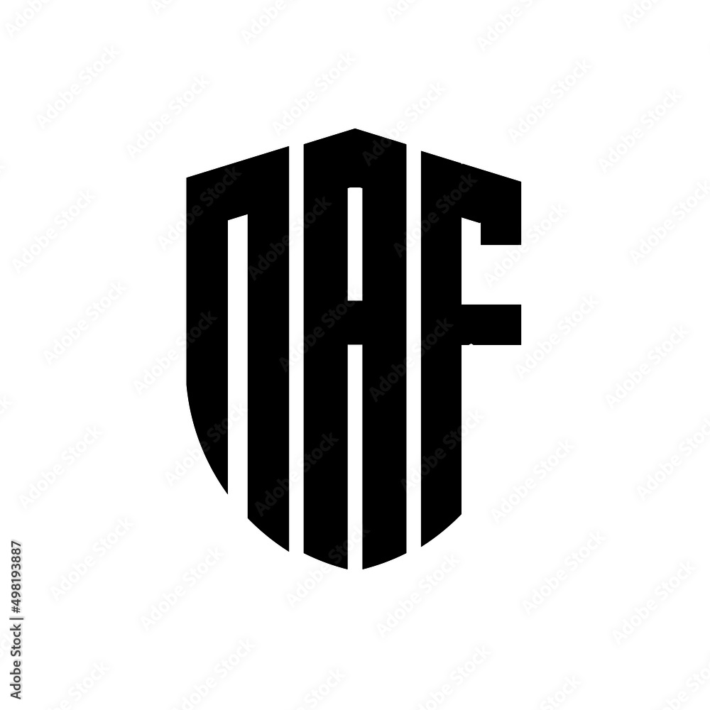 NAF letter logo design. NAF modern letter logo with black background ...