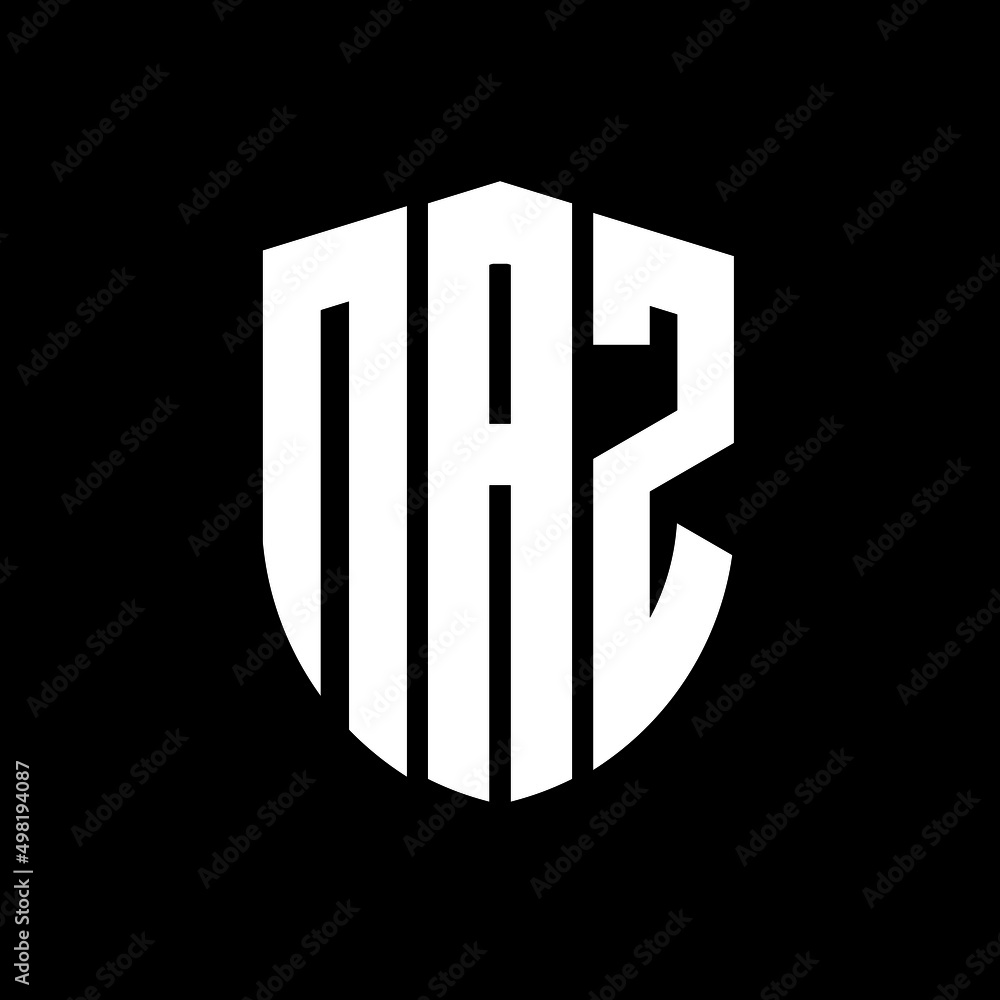 NAZ letter logo design. NAZ modern letter logo with black background ...