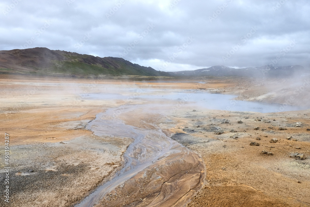 Hverir geothermal area, Iceland. famous for its boiling mud pools and ...