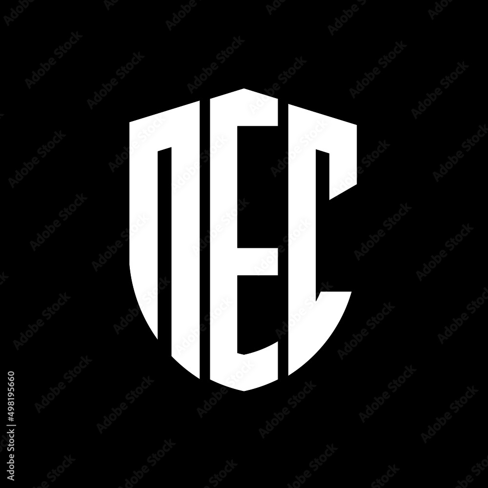 NEC letter logo design. NEC modern letter logo with black background ...