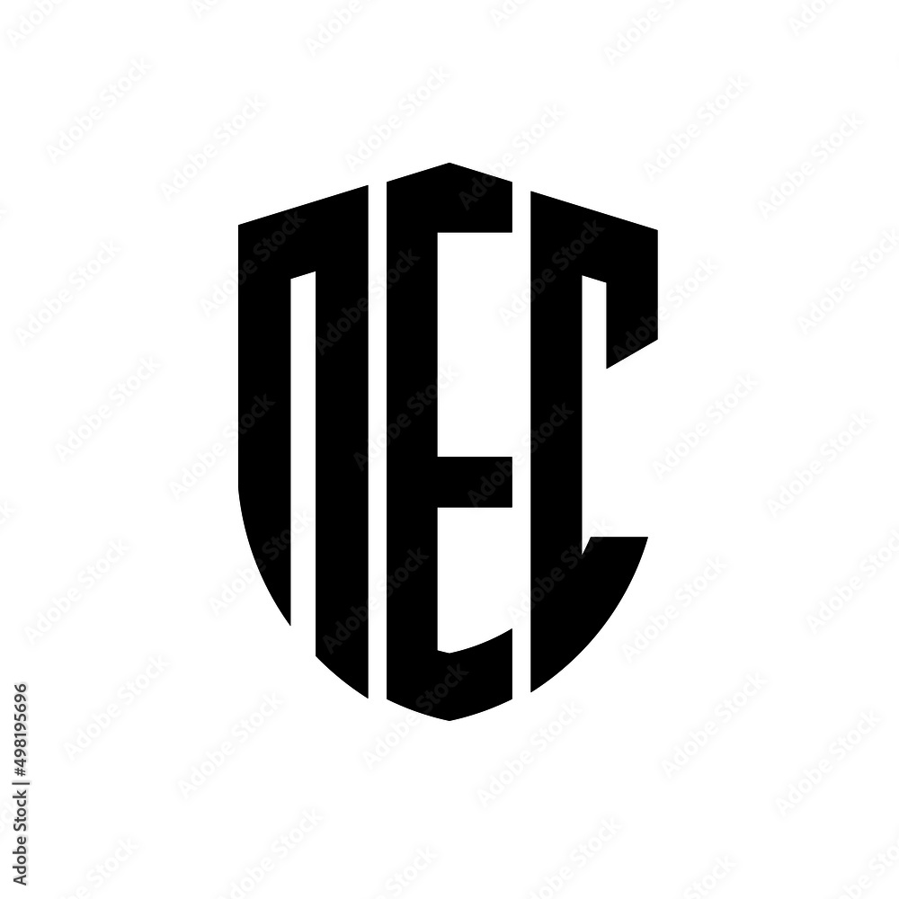 NEC letter logo design. NEC modern letter logo with black background ...