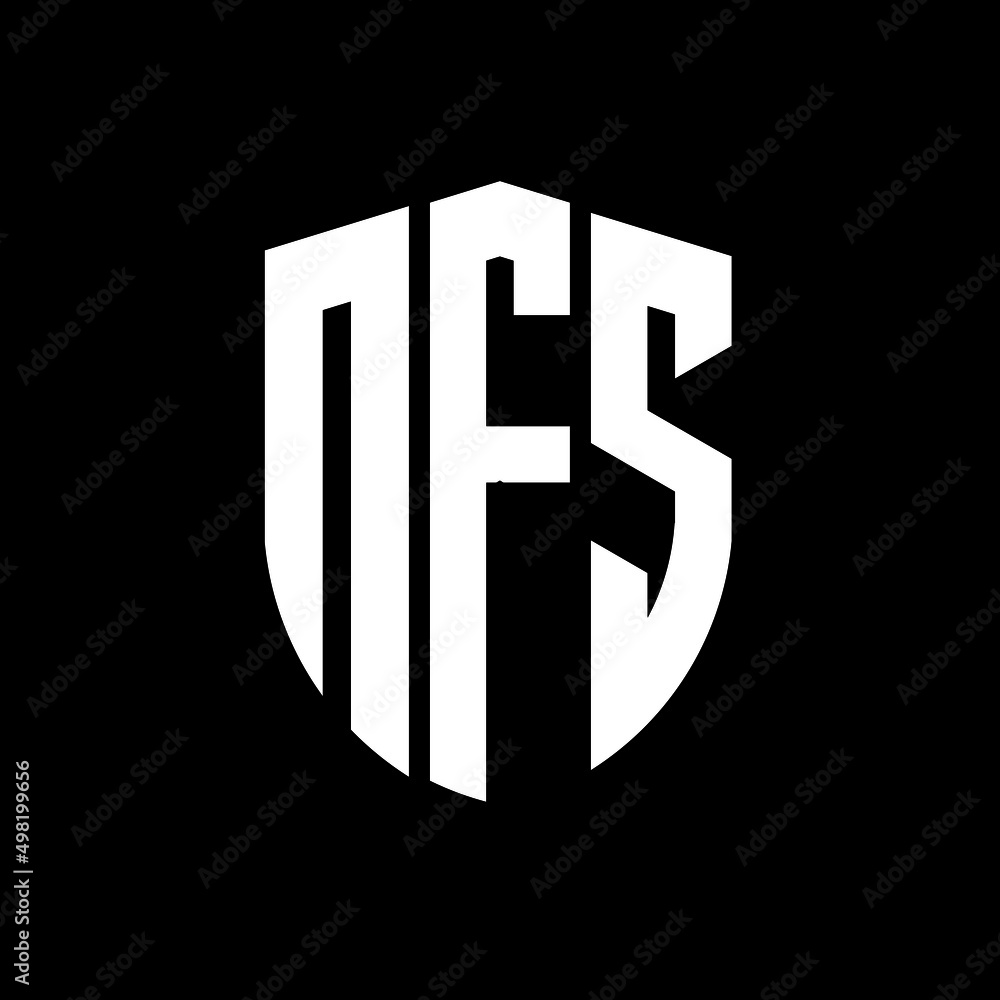 NFS letter logo design. NFS modern letter logo with black background ...