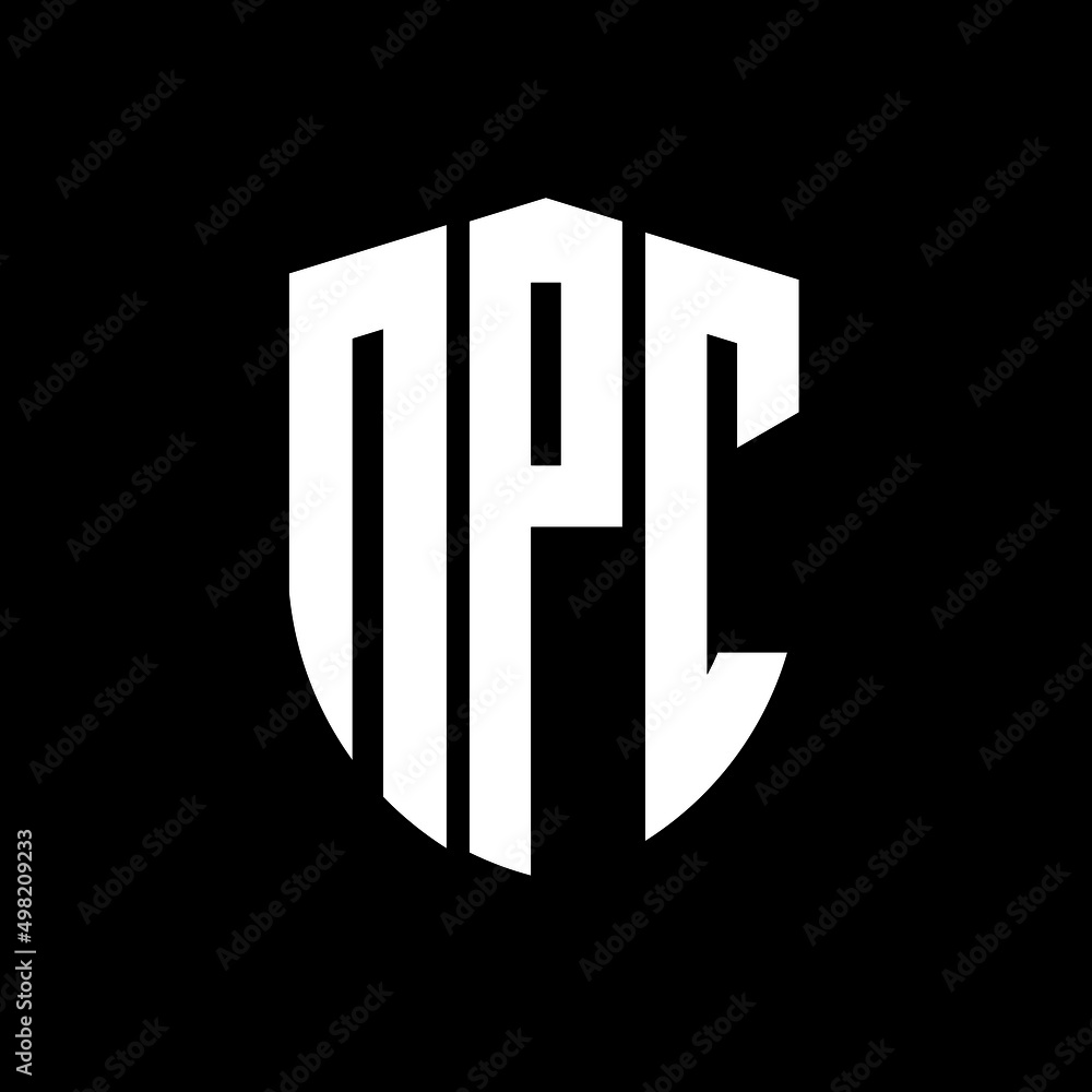 NPC letter logo design. NPC modern letter logo with black background ...