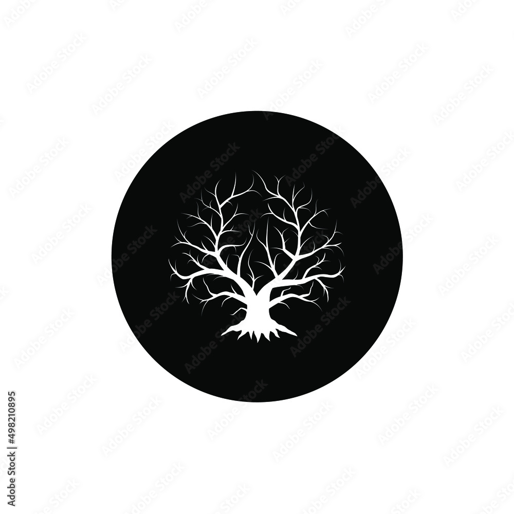 Dead tree no leaf vector circle background black color editable.Autumn ...