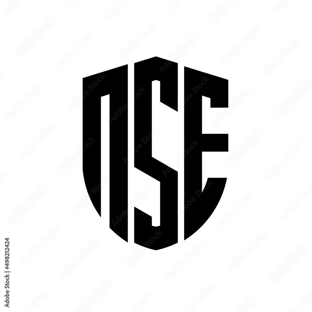NSE letter logo design. NSE modern letter logo with black background ...