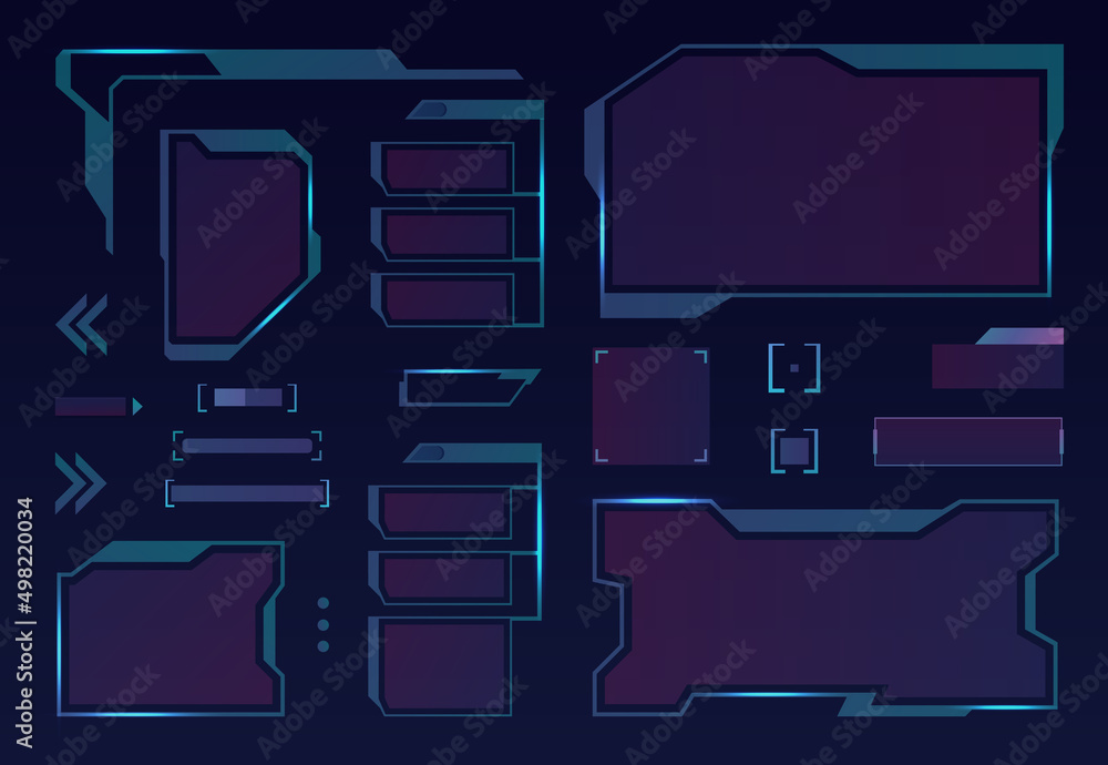 Frames and displays hud interface, set of screens and monitors ...