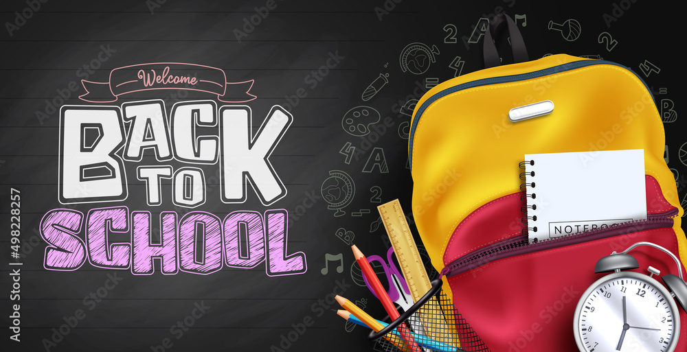 Back to school vector design. Welcome back to school text in chalkboard ...