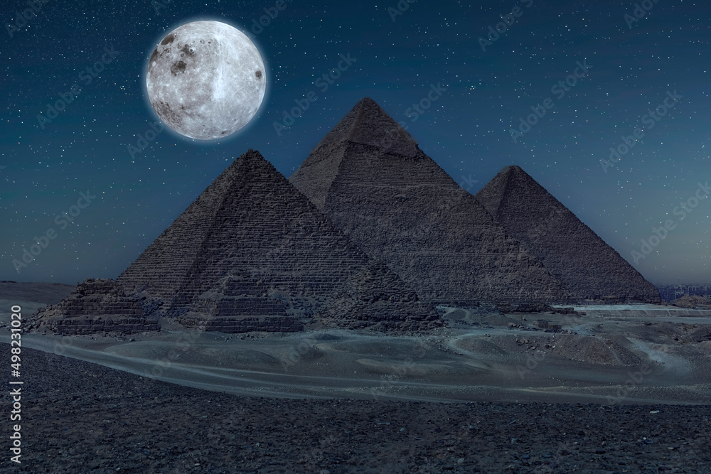 The Pyramids of Giza by night in Egypt Stock Photo | Adobe Stock
