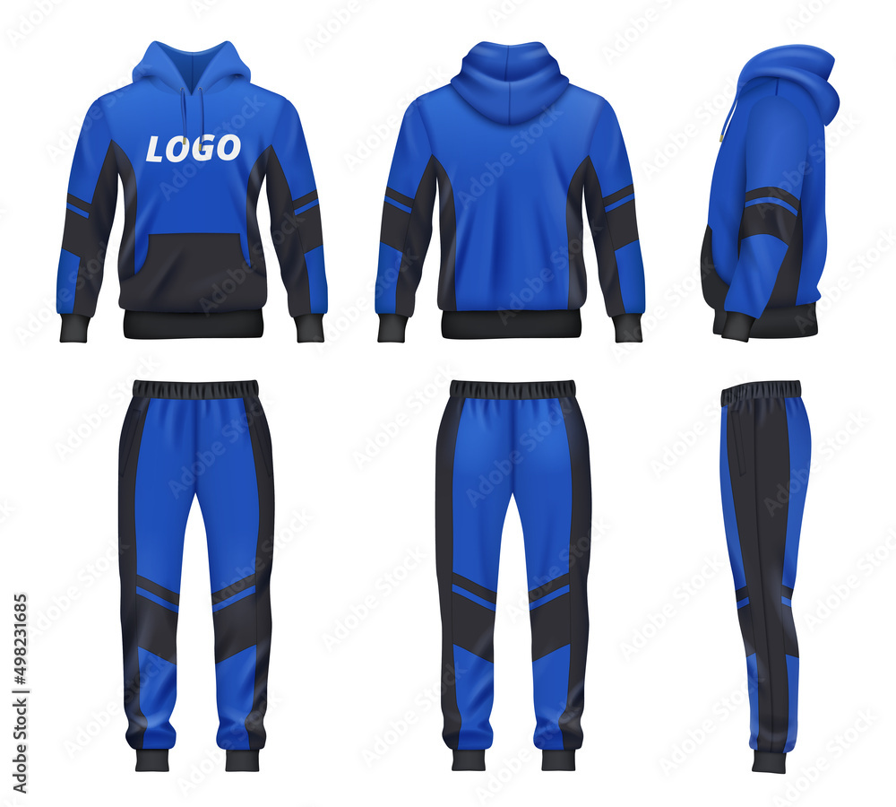Sport wear. Casual clothes hoodie and pants for active people decent ...