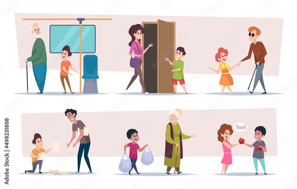 Cartoon Helping Each Other