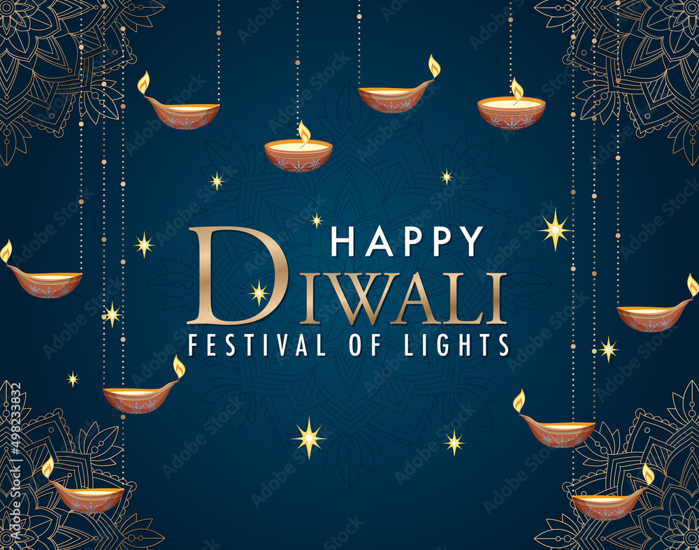 Happy Diwali festival of lights poster Stock Vector | Adobe Stock