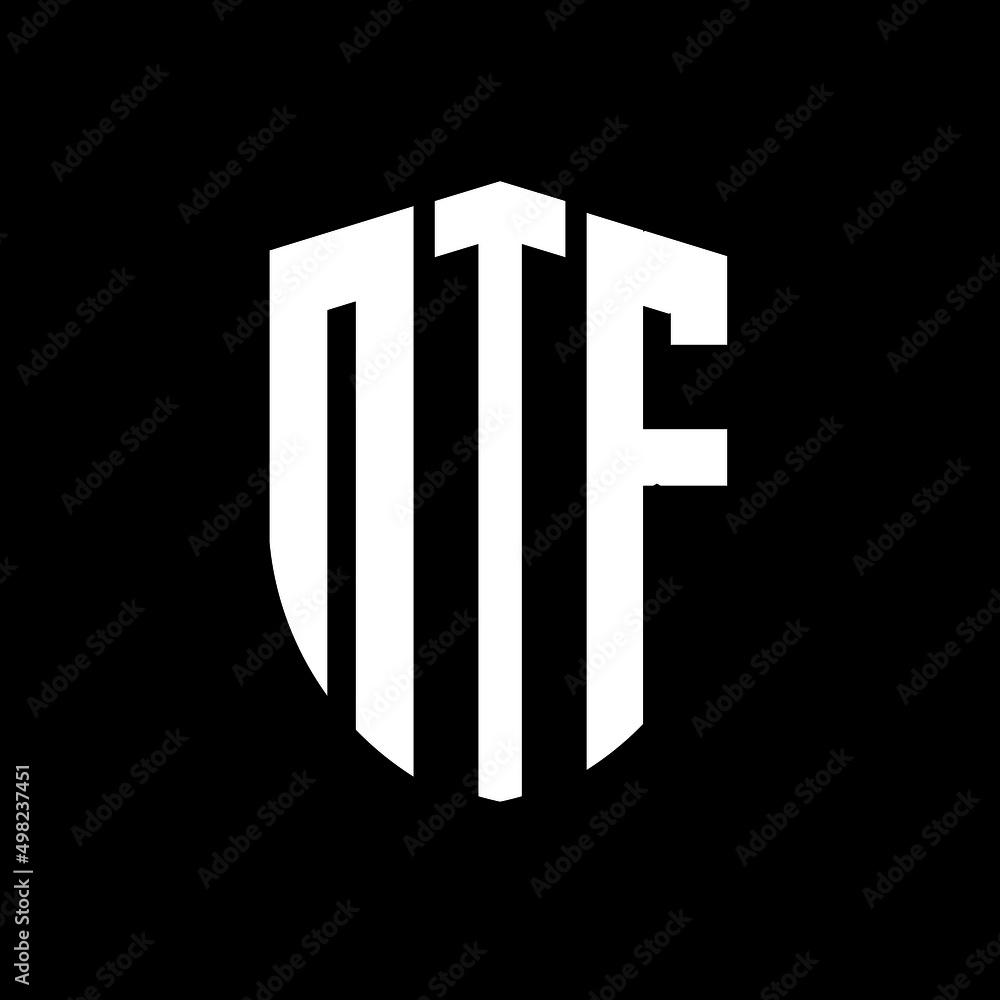 NTF letter logo design. NTF modern letter logo with black background ...