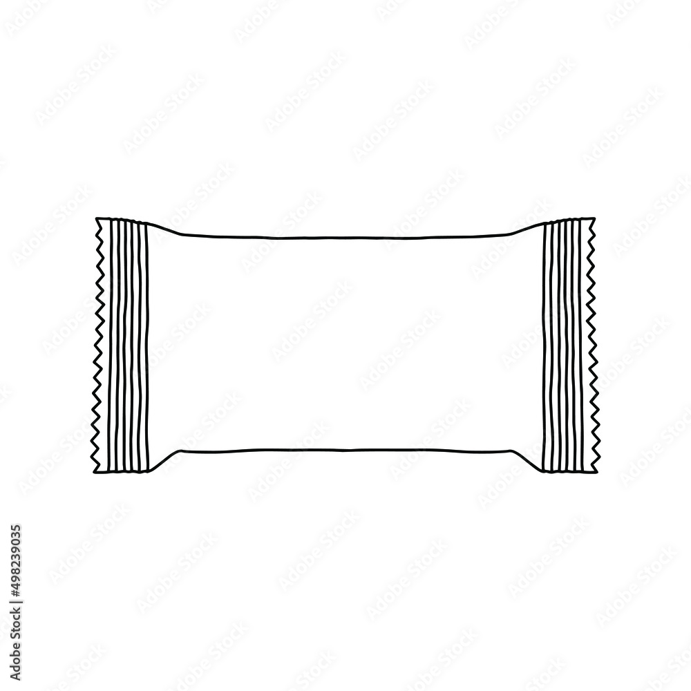 Linear packaging for candy or chocolate bar. Packing outline mockup ...