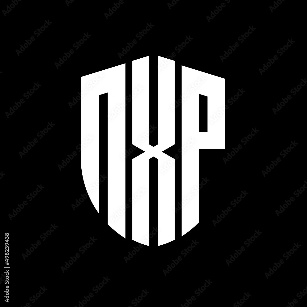 NXP letter logo design. NXP modern letter logo with black background ...