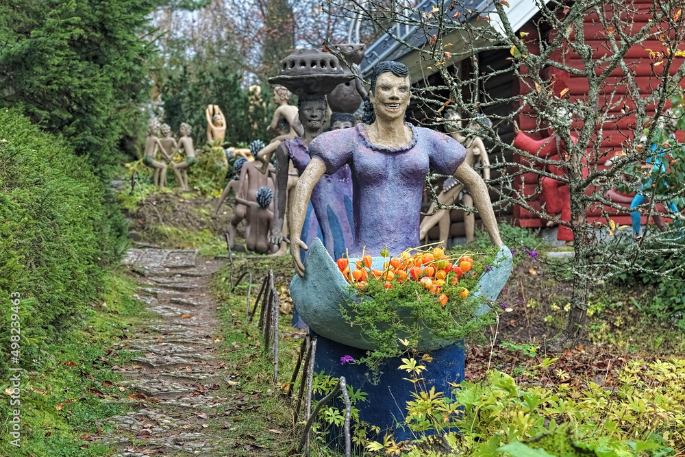 Parikkala, Finland. Sculptures by artist Veijo Ronkkonen in his ...