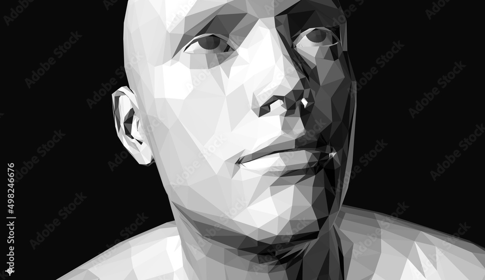 Abstract digital human head. Time to think. Minimalistic design for ...