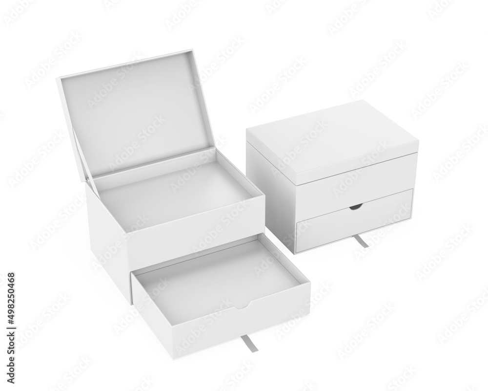 Blank double layer hard box template, 3d render illustration. Stock ...