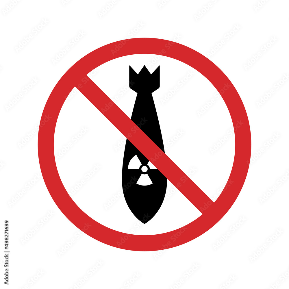 No Fly Nuke Weapon Icon. Nuclear Warhead Explosion Warning Symbol ...
