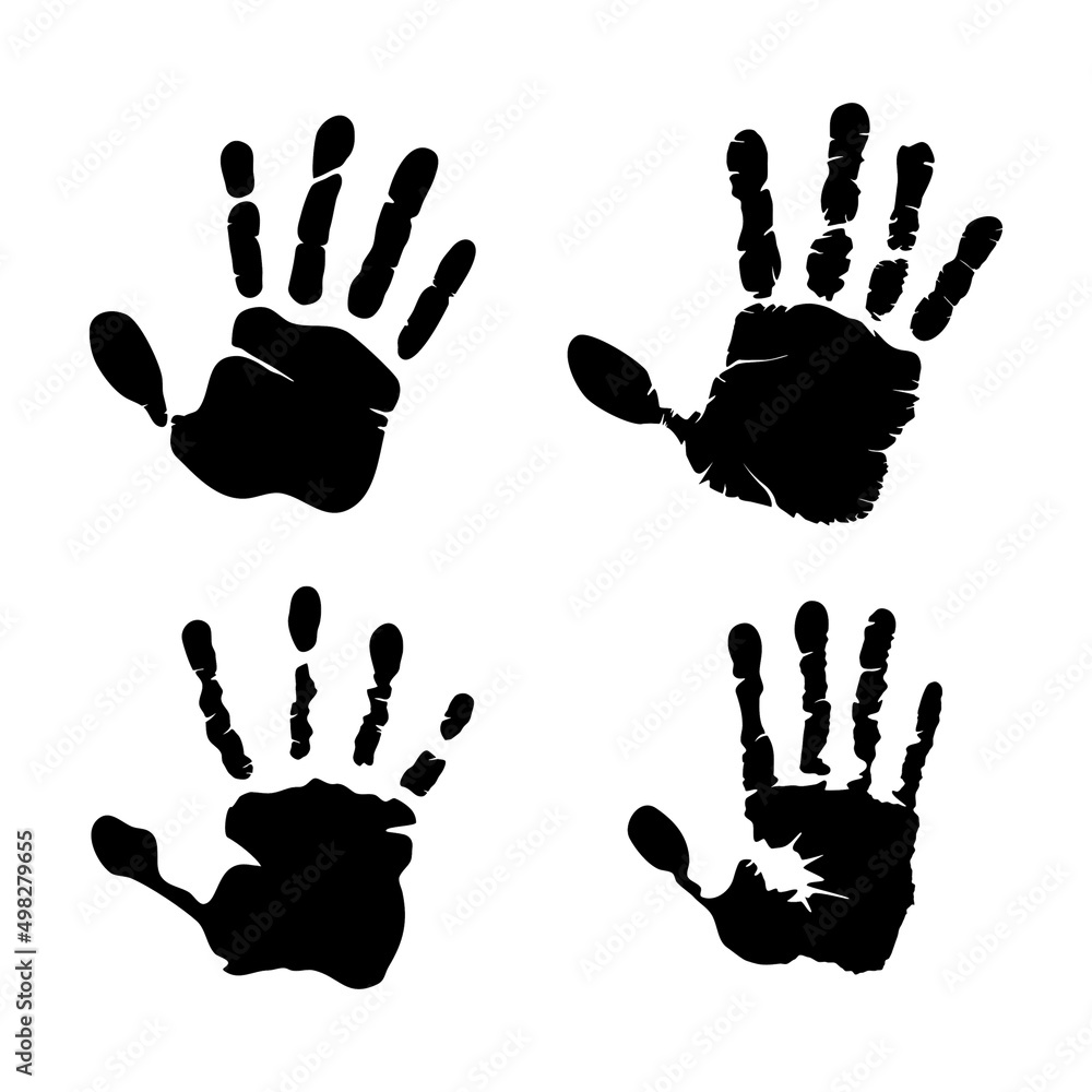 Handprint set silhouette vector on white background Stock Vector ...