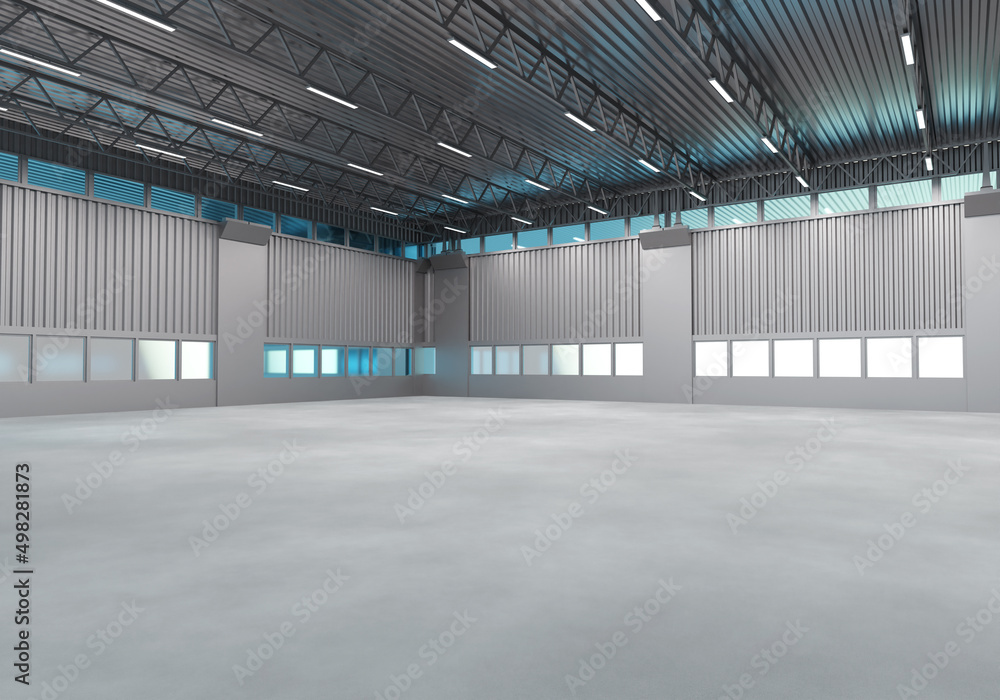 Empty warehouse. Warehouse or industrial premises without anyone ...