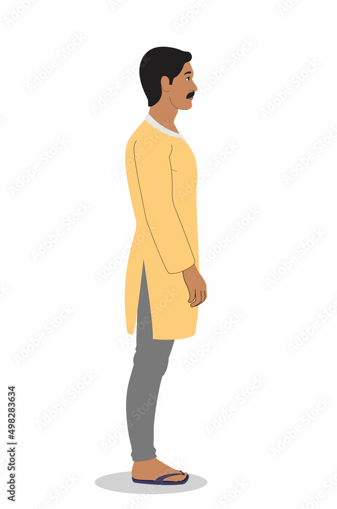 Indian man profile icon side view | Young Indian male character ...