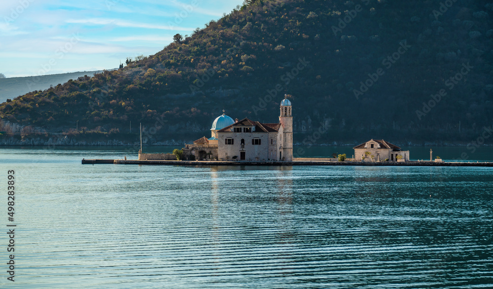 Island Gospa od Skrpjela in Montenegro bay. Picturesque Gospa od ...