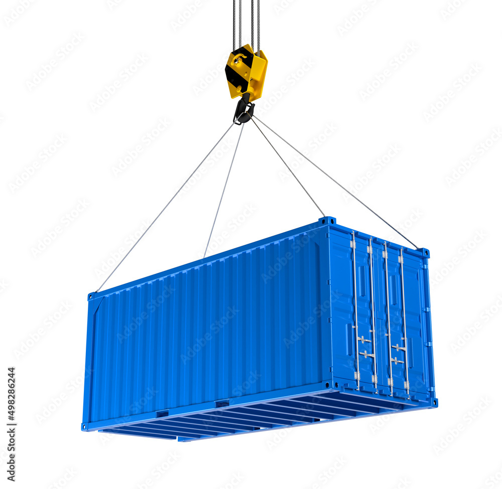 Blue building containers, cargo containers, residential containers. 3d ...