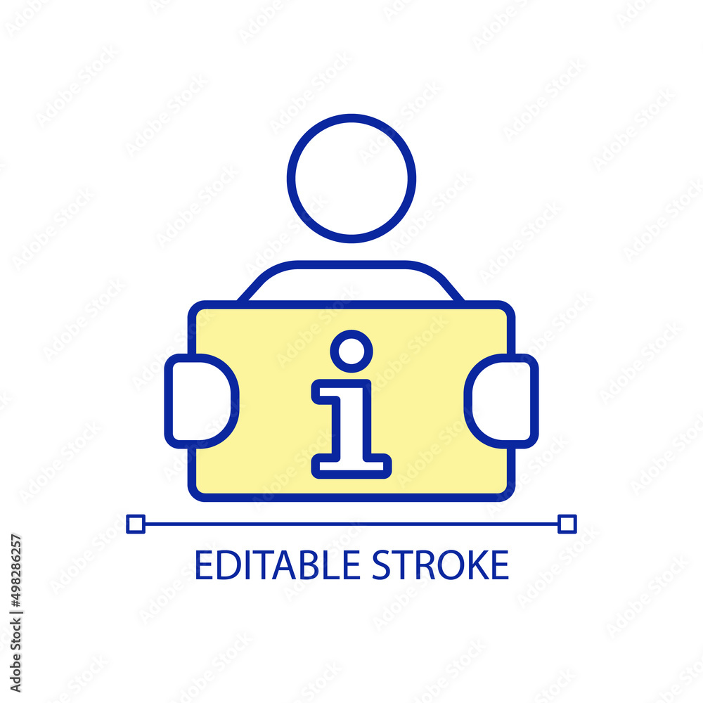 Provide information RGB color icon. Person with information board ...