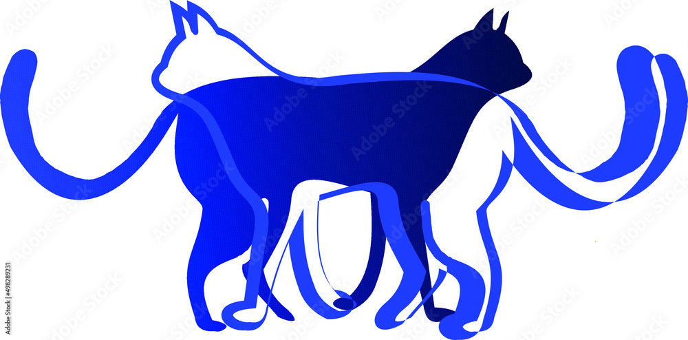 Silhouettes of two cats. Vector file for designs. Stock Vector | Adobe ...