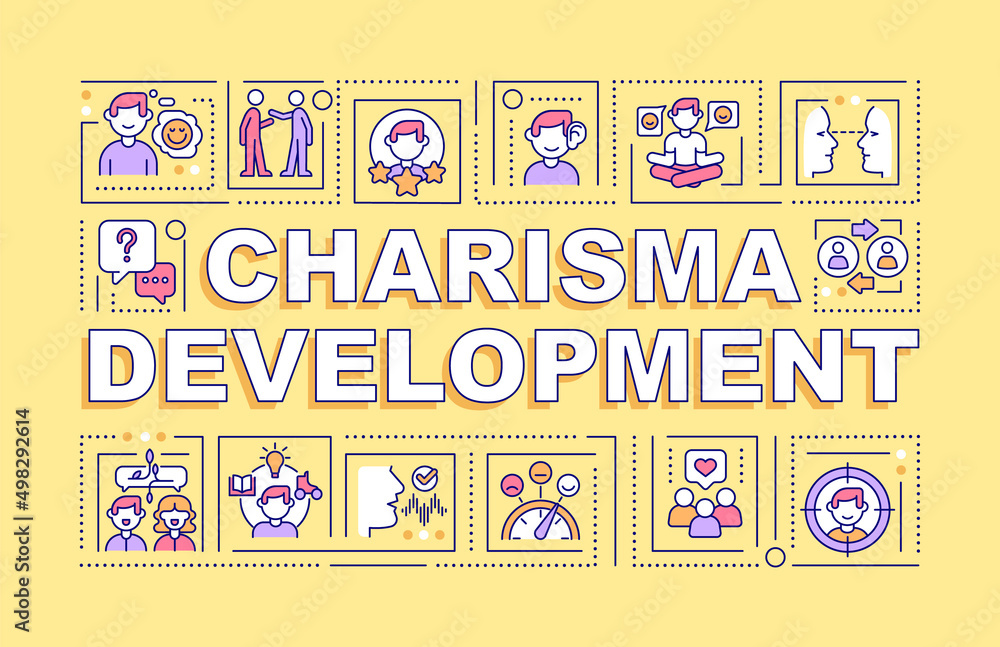 Charisma development word concepts yellow banner. Interpersonal skills ...
