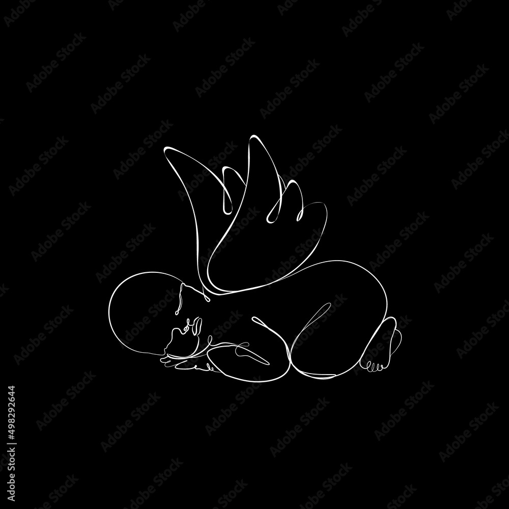 Continuous one line drawing of little baby angel Personalized Angel ...