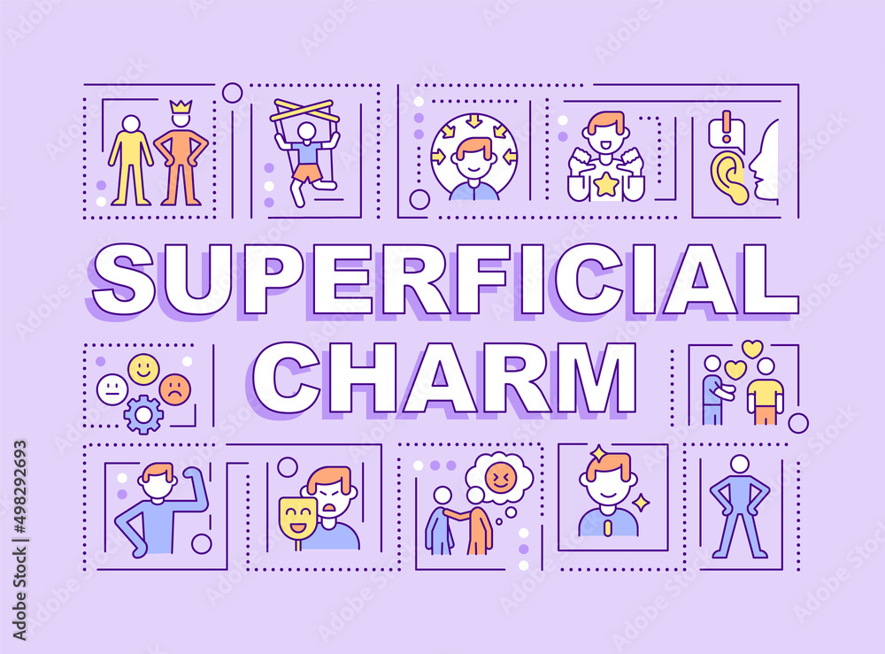 Vecteur Stock Superficial charm word concepts purple banner. Impression ...