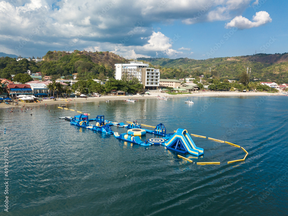 Olongapo, Zambales, Philippines - Aerial of a water park by the coast ...