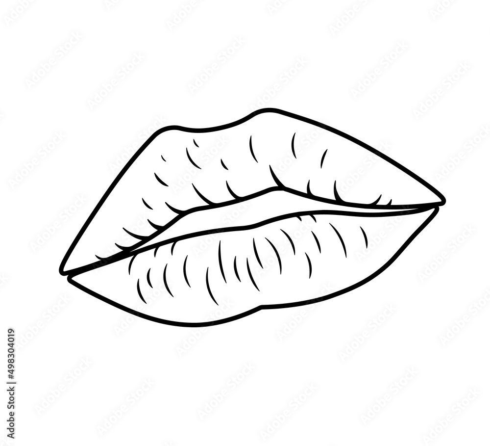 Lips kiss line image. Clipart image Stock Vector | Adobe Stock