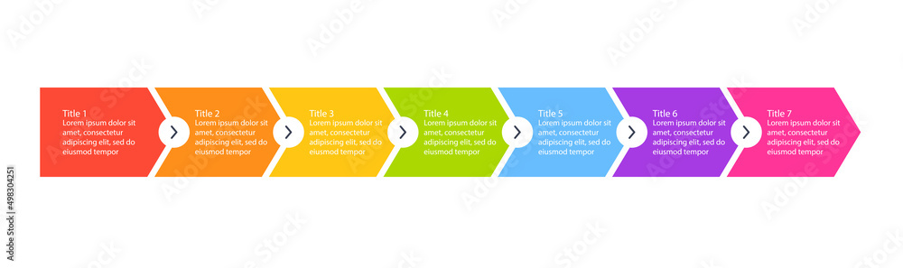 7 Step diagram template. Clipart image isolated on white background ...