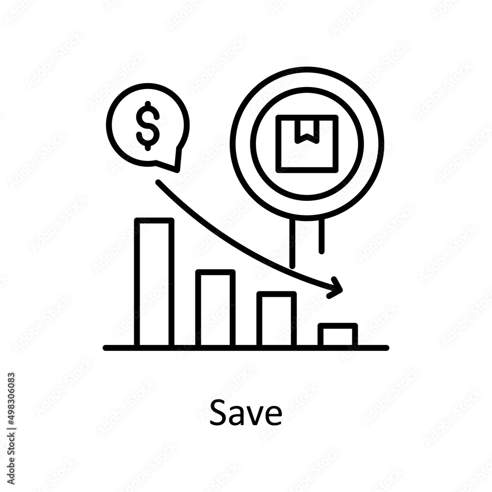 Save vector Outline Icon Design illustration. Logistics And Supply ...