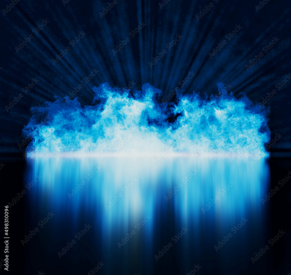 Blue fire background with anisotropic reflection and light rays for ...