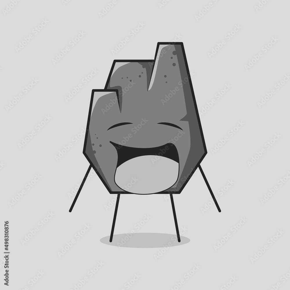 cute stone cartoon with crying expression and mouth open. grey ...