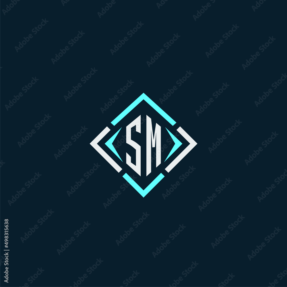 SM initial monogram logo with square style design Stock Vector | Adobe ...