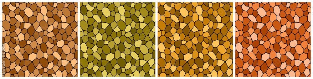 cobblestone seamless pattern set vector illustration. Pebble repeated ...