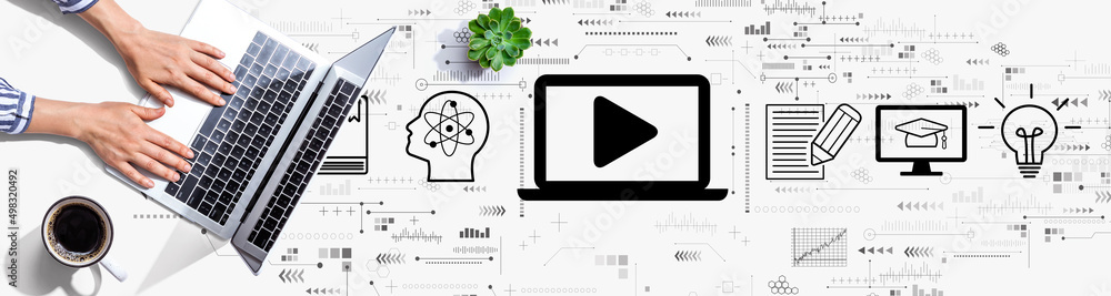 Webinar concept with person using a laptop computer Stock Photo | Adobe ...