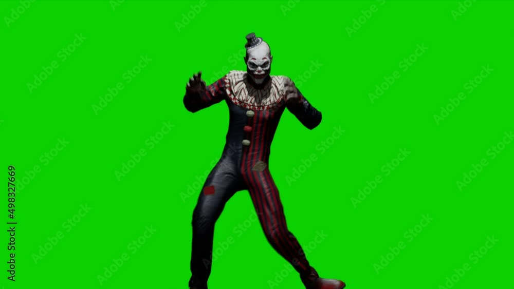 A creepy jester dances. A clown dancing. A nightmarish atmosphere of ...