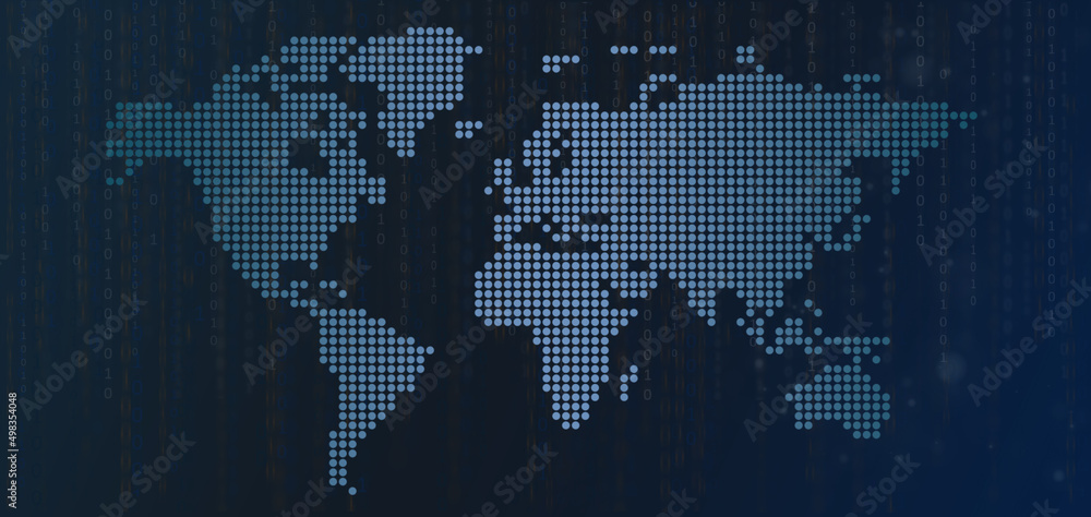 Mapa mundial en color azul Stock Illustration | Adobe Stock