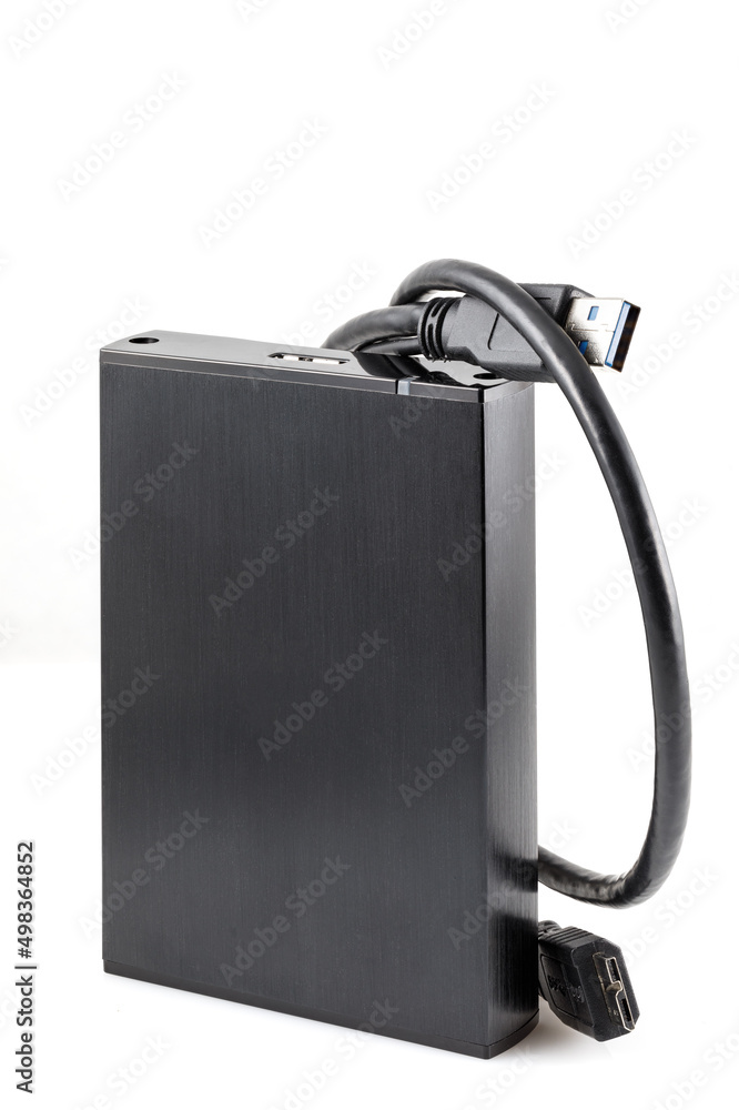 External hard drive disc with usb 3.0 cable, black. Best way of data ...