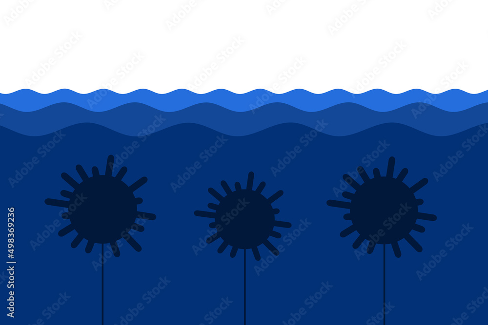 Naval mine in the sea and ocean - dangerous explosive blast in the ...